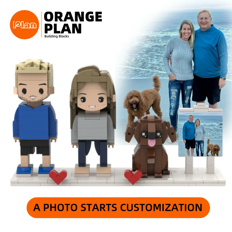 Orange Plan custom building blocks personalized family and pet portrait ...