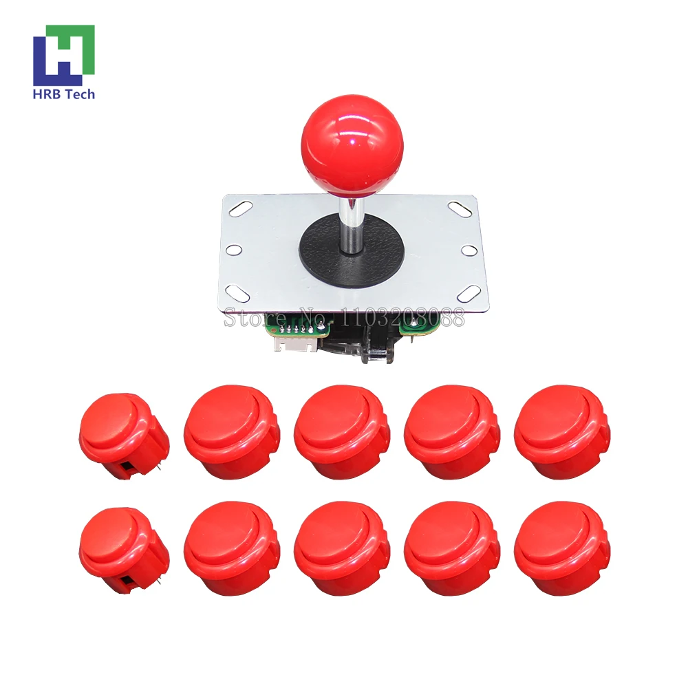 DIY-Arcade-Joystick-Button-Kit-5p-Interface-Joystick-Push-Buttons-30mm ...