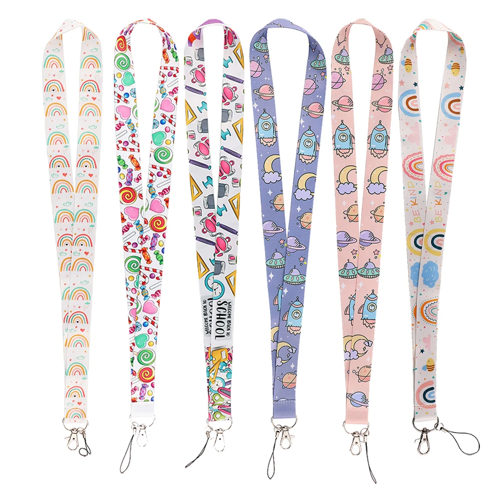 FI62-Moon-Rope-Strap-Rainbow-Keychain-Neck-Lanyard-For-Students-Kids ...