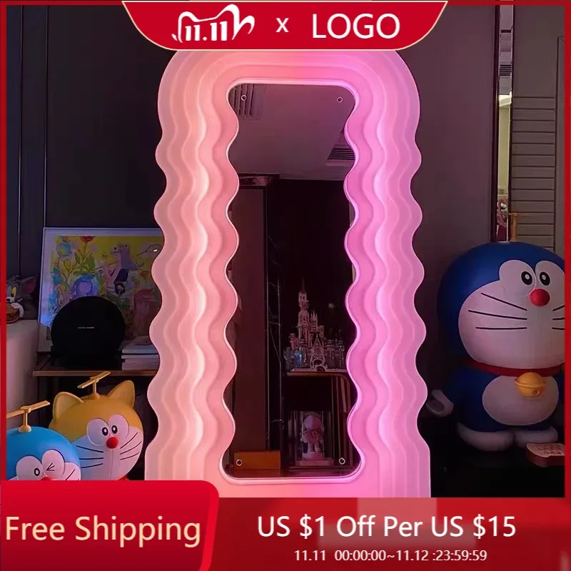 Standing-Art-Mirror-Floor-Decorative-Frame-Led-Irregular-Bedroom-Full ...