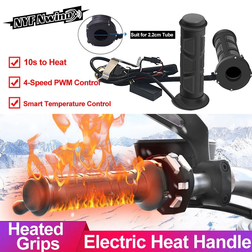 Motorcycle-Hand-Heated-Grips-Electric-Molded-Grips-Scooter-Moped-Bar ...