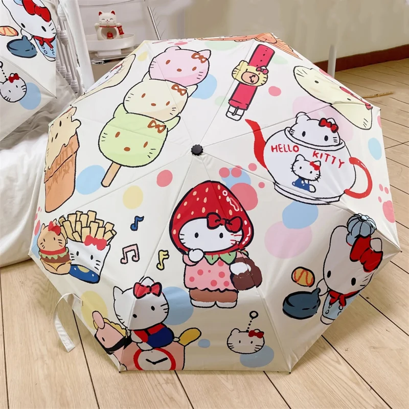 Sanrio Kawaii Hello Kitty Umbrella Cartoon Sunscreen Vinyl Sunshade ...