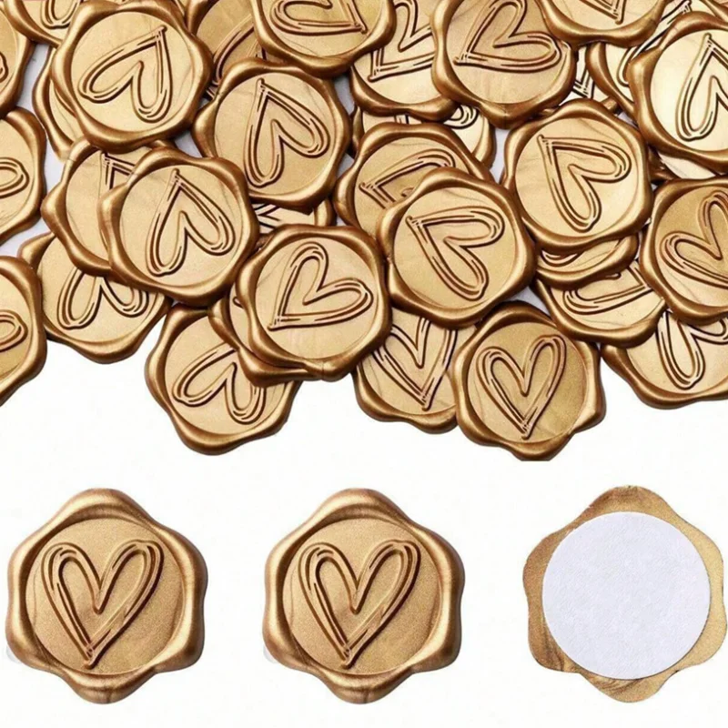25/50/100pcs Heart Wax Seal Stickers, Envelope Seal Stickers Seals Self ...