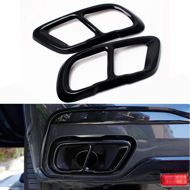 2pcs Car Muffler Exhaust Pipe Tail Cover Trim Exterior Aluminum high ...