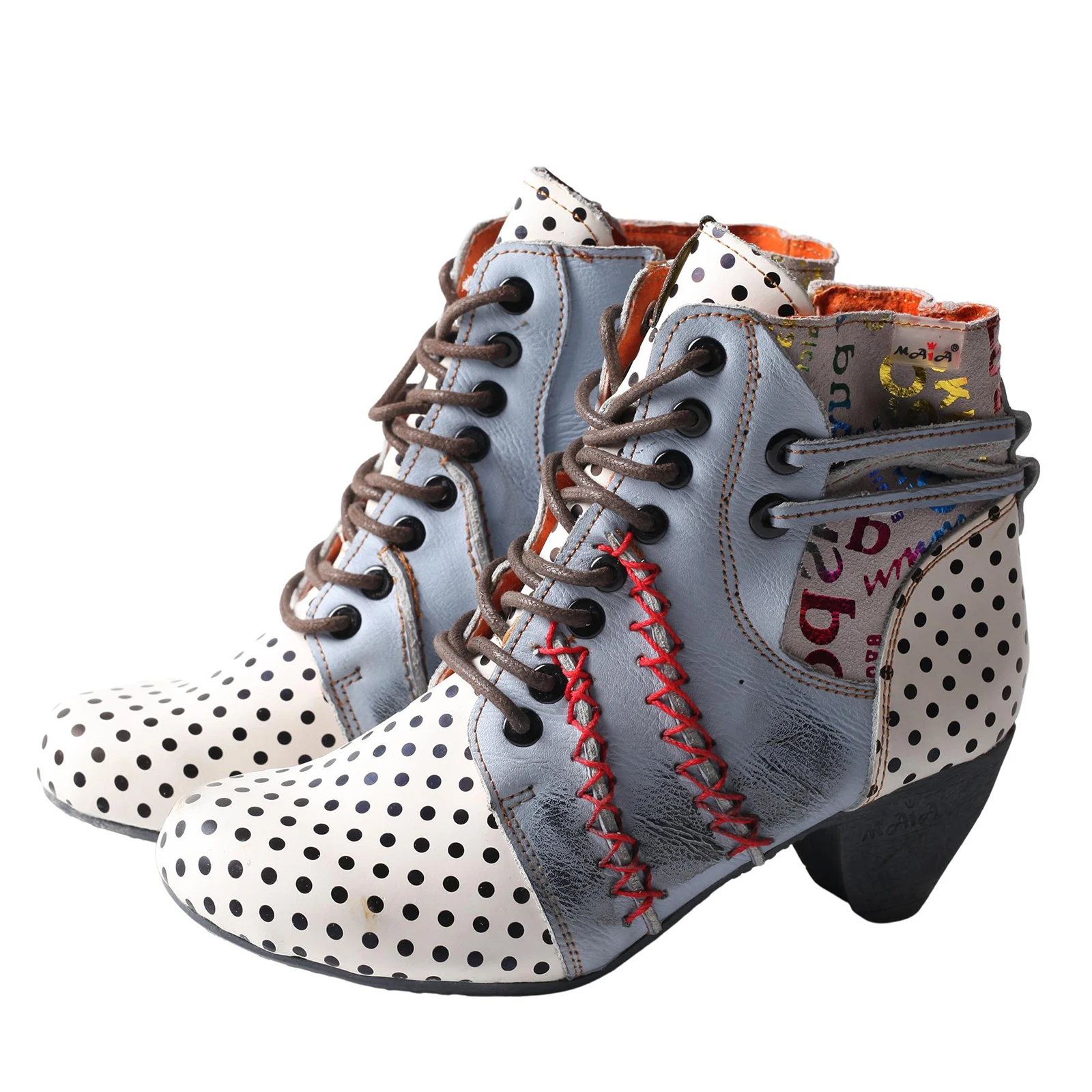 TMA EYES Polka Dot Leather Women’s Boots - glamorbiz.com
