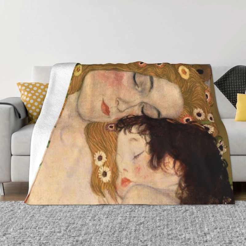 Gustav Klimt Hope Oil Painting Flannel Throw Blankets Soft Warm Bedroom ...