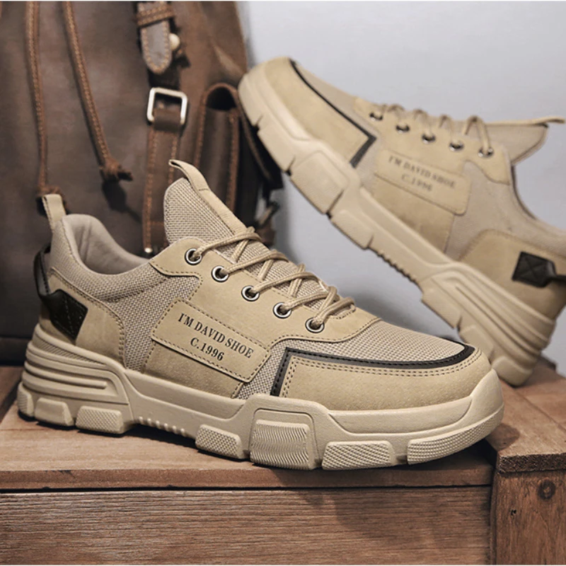 Brown Men's Shoes Trend Mesh Casual Shoes for Men Trend Lace Up Male ...