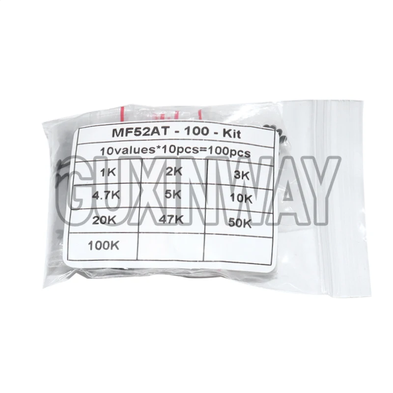 100pcs=10value*10pcs NTC Thermistor Resistor Kit NTC-MF52AT 1K 2K 3K 4 ...