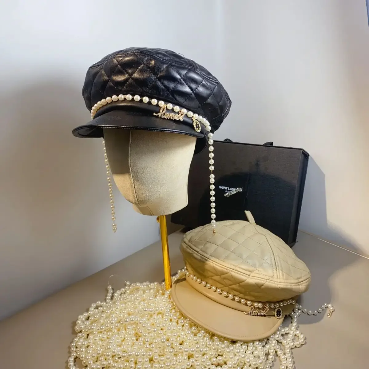 European-and-American-pearl-strip-temperament-leather-diamond-plaid ...