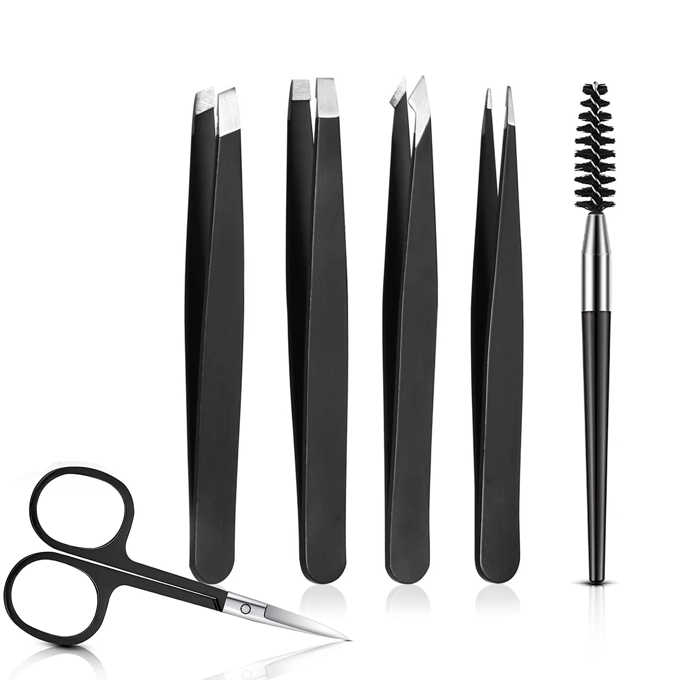 6-Pcs-Eyebrow-Tweezers-Set-with-Curved-Scissors-Eyelash-Brush-Beard-Eye ...
