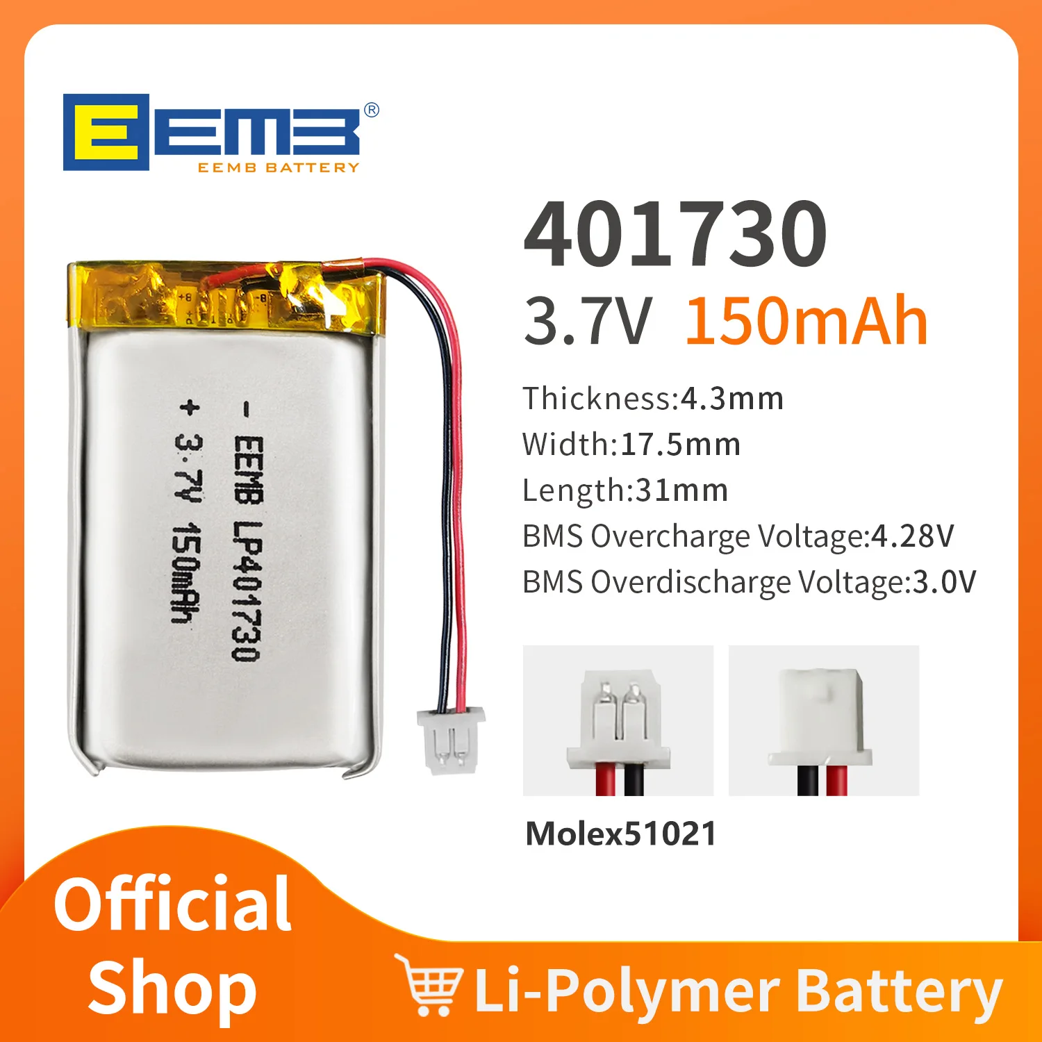 EEMB-401730-401740-401923-402030-402535-403040-403048-3-7V-rechargeable ...