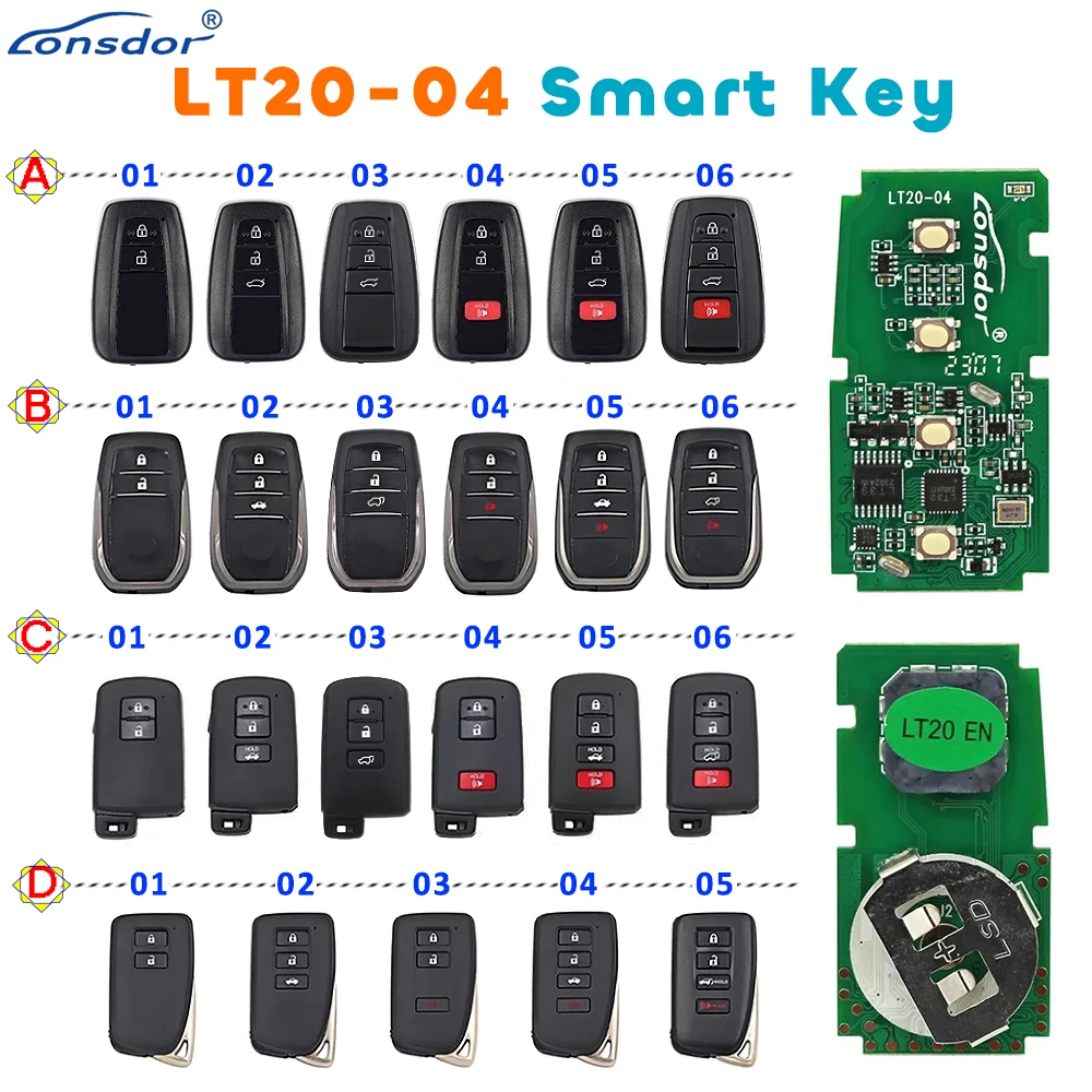 Lonsdor-LT20-04-Universal-LT20-Smart-Key-PCB-8A-4D-4-Buttons-For-Toyota ...