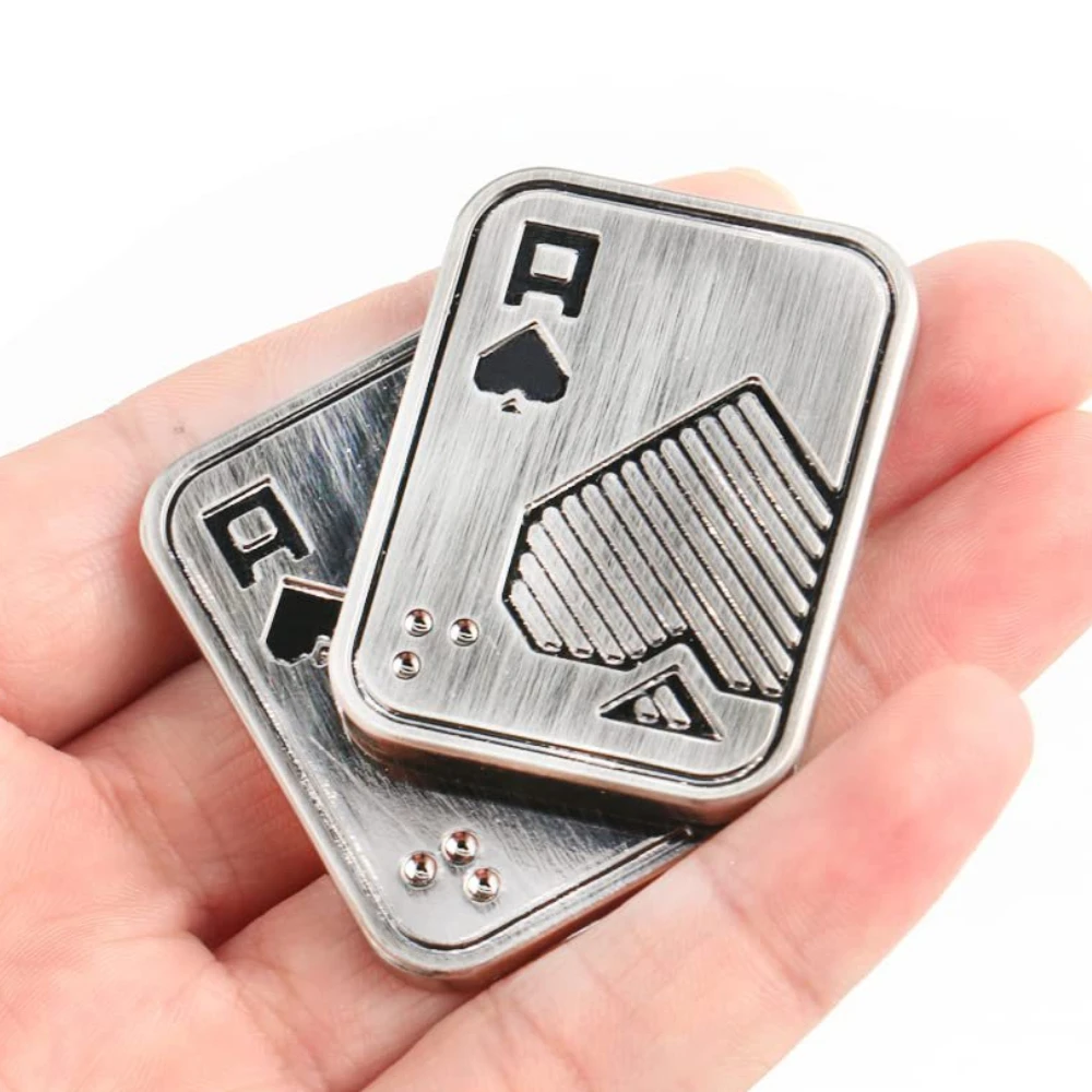 EDC Fingertip Metal Push Coin Poker Fidget Toys AK King Pop Coin Gyro ...