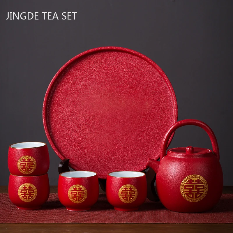 Chinese Red Tea Set Wedding | Chinese Wedding Tea Cups | Boutique ...