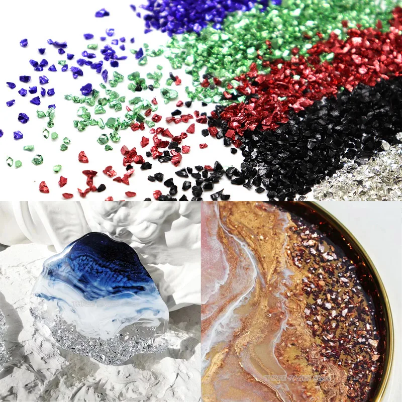20/50g Broken Glass Metal Crushed Stones Resin Filling DIY Medium/Small ...
