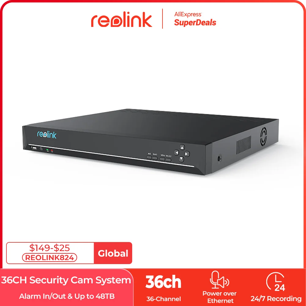 Reolink 36CH 12MP 보안 카메라 시스템, 양방향 오디오 4K NVR 5MP/8MP IP 카메라 24/7 비디오 녹화 ...