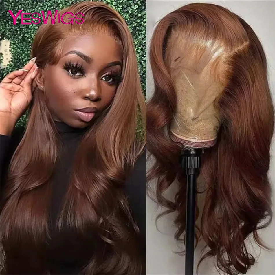 Perruques Lace Front Marron Chocolat Sans Colle HD 13x6, Perruque ...