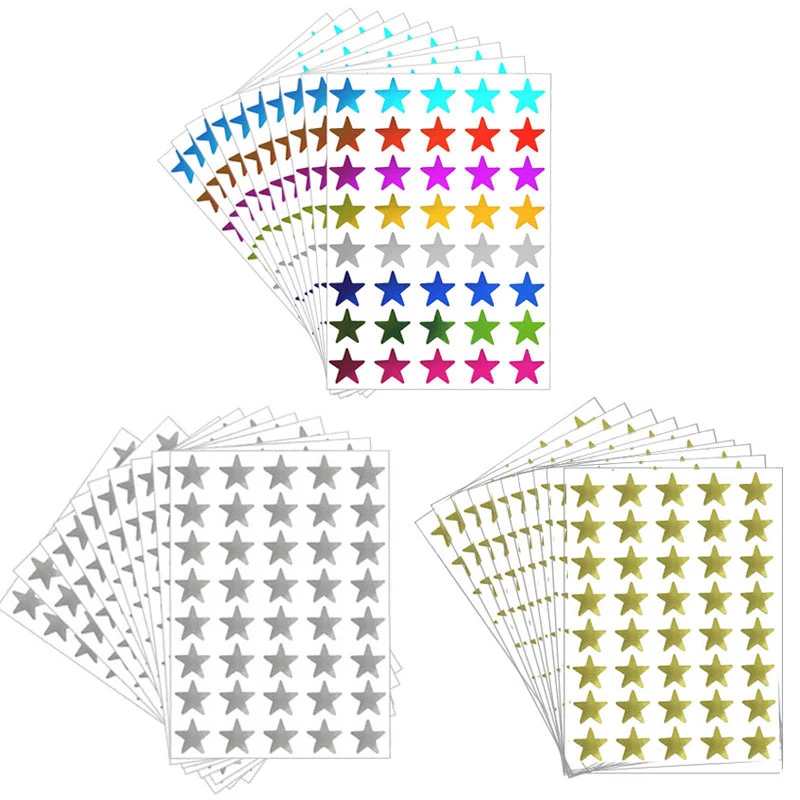 Stars Stickers Roll 1 Inch, 500pcs Sparkly Foil Star Labels For Reward ...