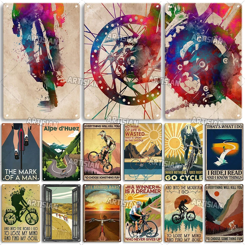 Artisian Cycling Metal Poster Bike Tin Sign Bicycle Riding Decorative ...