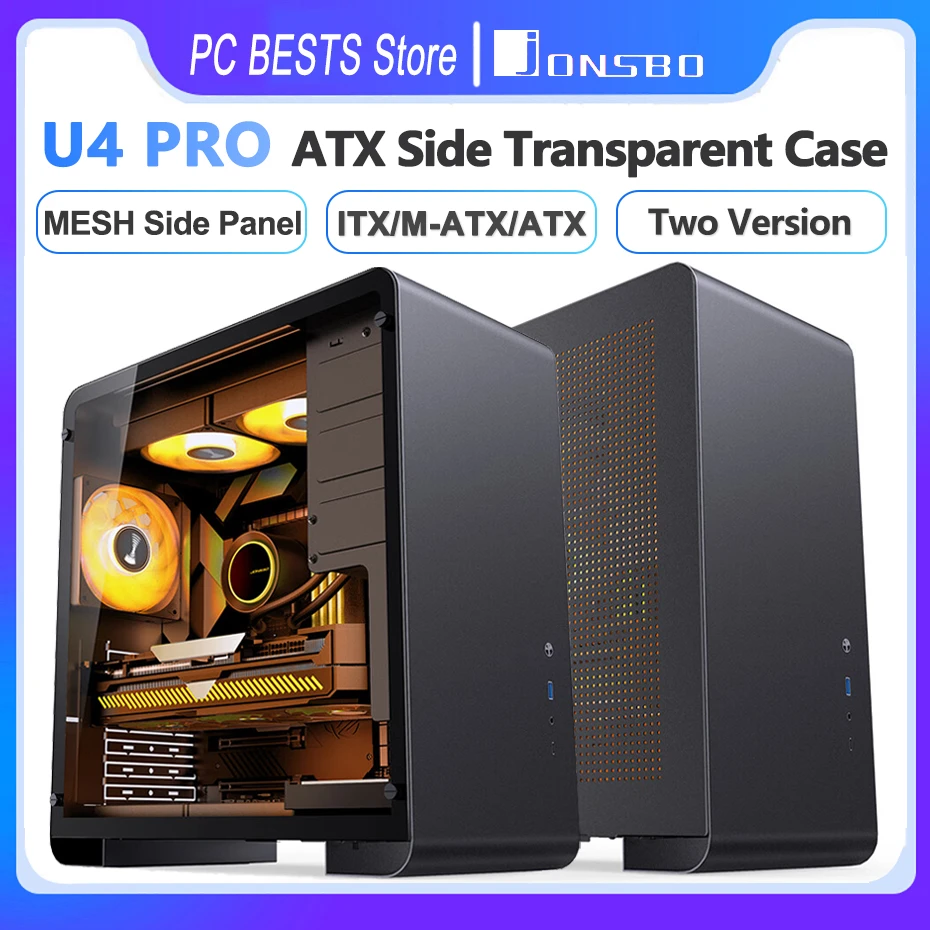 Jonsbo U4 Pro 메시 ATX 케이스 측면 투명 강화 유리 지원, ATX 전원 160mm 라디에이터, 데스크탑 소형 컴퓨터 호스트 섀시| | - AliExpress