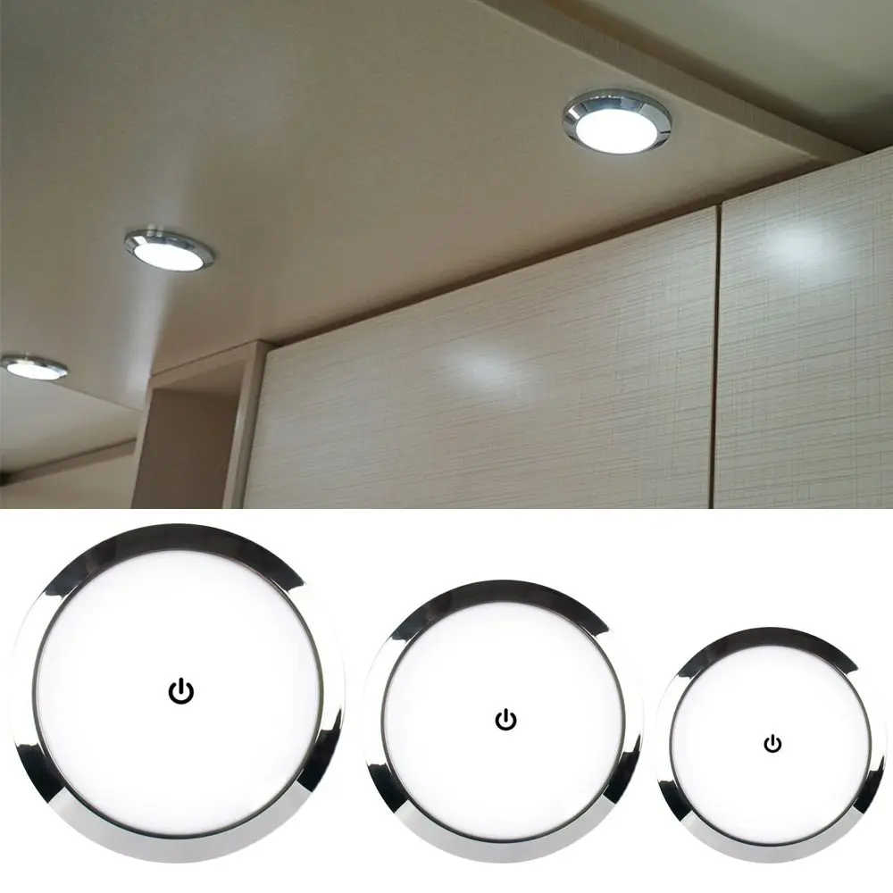 12V/24V LED Touch Lamp RV Ultra-thin Round Dome Light Ceiling Lamp ...