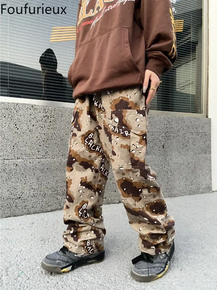 Foufurieux-Hip-Hop-Pants-Men-Loose-Straight-Leg-Retro-Street-2022 ...