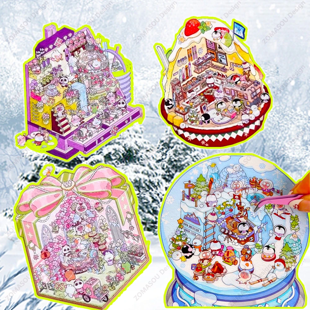 Ice Snow Crystal House 3D Diy Stickers Shaved ice house Landscape Cabin ...