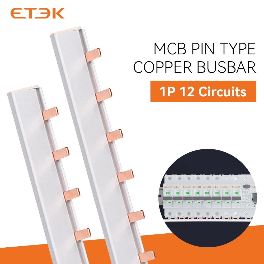 ETEK-EK101-2-Pin-type-copper-Busbar-1P-63A-Cross-Section-10mm-12way-MCB ...