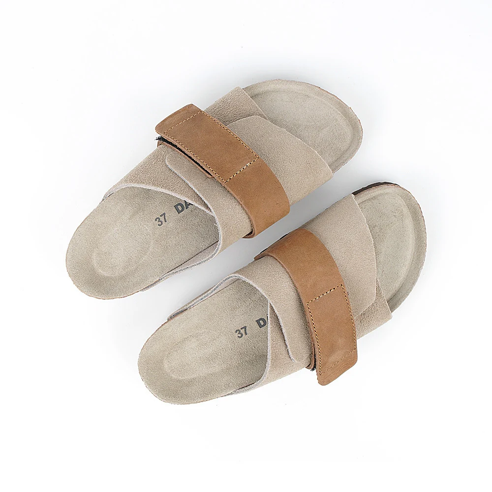 Summer Cow Leather Soft Soled Cork Men Sandals Slippers Women Shoes ...