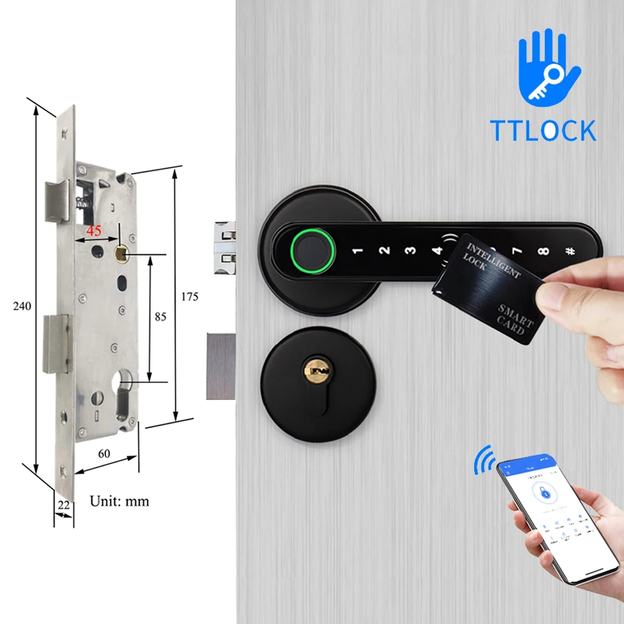 TTLock APP Smart Fingerprint Password RFID Card Split Lock With 7255 ...