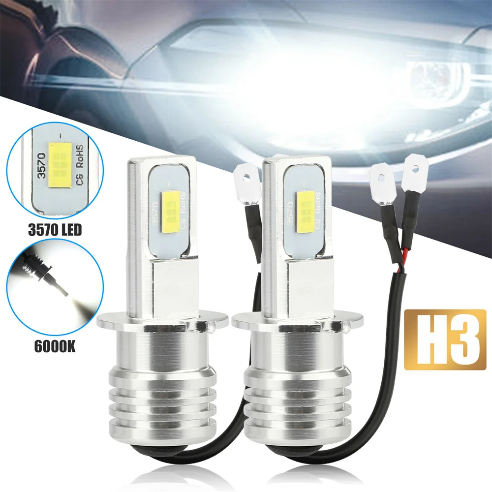 2x-H3-LED-Headlight-Bulbs-Kit-80W-Super-White-3570-6000K-3000K-Canbus ...