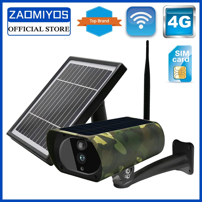4G LTE SIM card Solar Power IP Camera 3MP WiFi Hunting Camera Audio ...