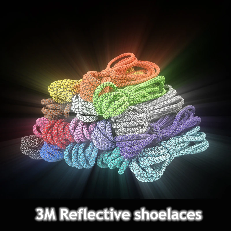 1-Pair-3M-Reflective-Shoelaces-Top-Quality-Round-Shoe-Laces-Boots-and ...
