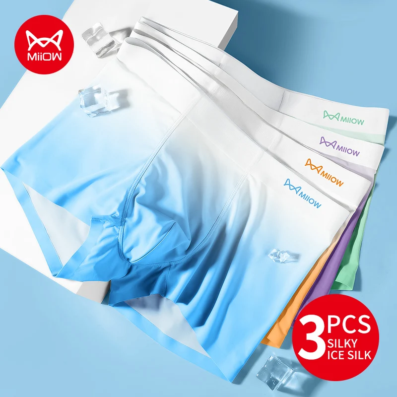 MiiOW 3pcs Ice Silk Men Underwear Lightweight Seamless Men Gradient ...