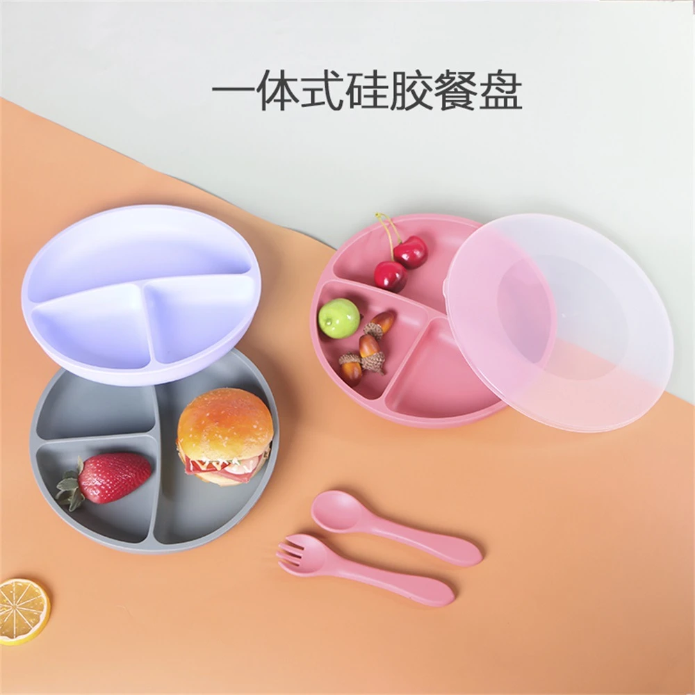 Baby Silicone Bowl with Lid Feeding Tableware Children's Tableware ...