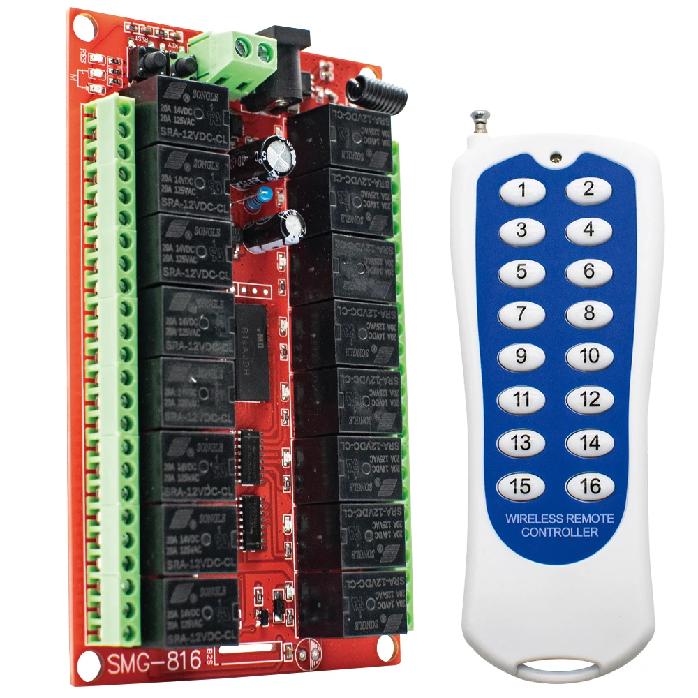 12v-24v-DC-16ch-Relay-Module-Remote-Control-433-Board-Receiver-With-16 ...