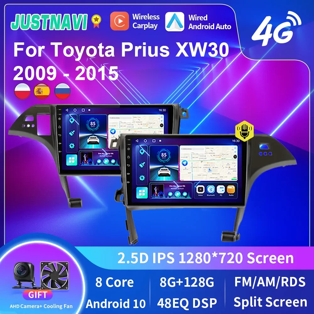 JUSTNAVI-Android10-Car-Radio-For-Toyota-Prius-XW30-2009-2015-Multimedia ...