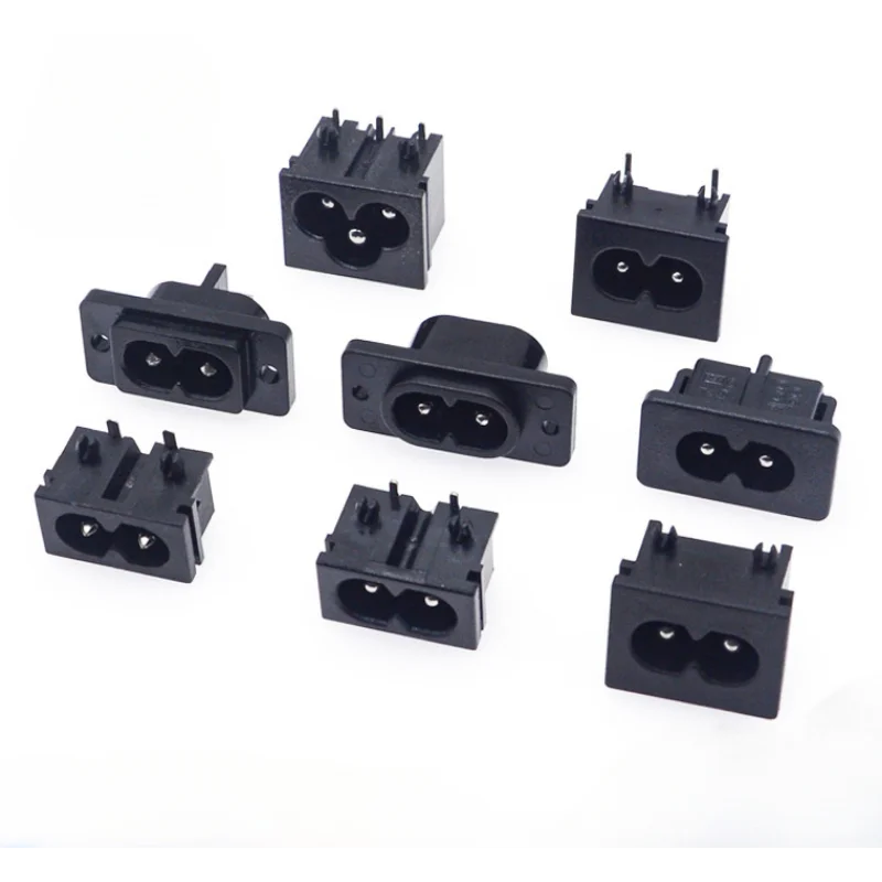 5Pcs-IEC320-C8-Black-2-Terminal-Power-Plug-Inlet-Socket-AC-250V-2-5A ...