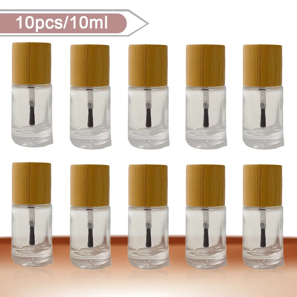 10Pcs-Nail-Polish-Containers-Bamboo-Cover-Transparent-Glass-Empty ...