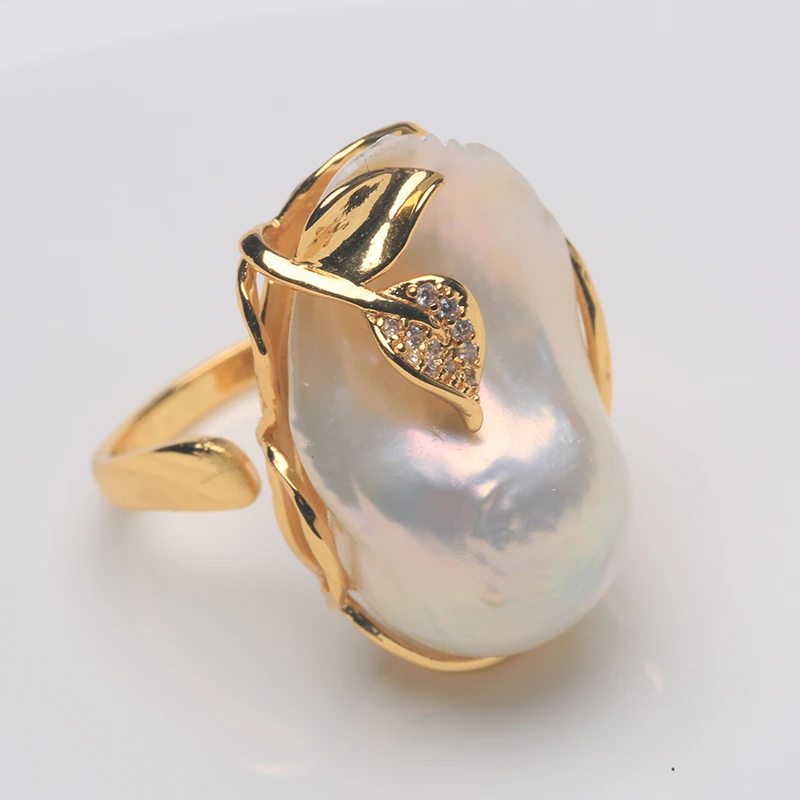 Natural Freshwater Pearl Ring | Pearl Ring Freshwater Set | Rings Large ...