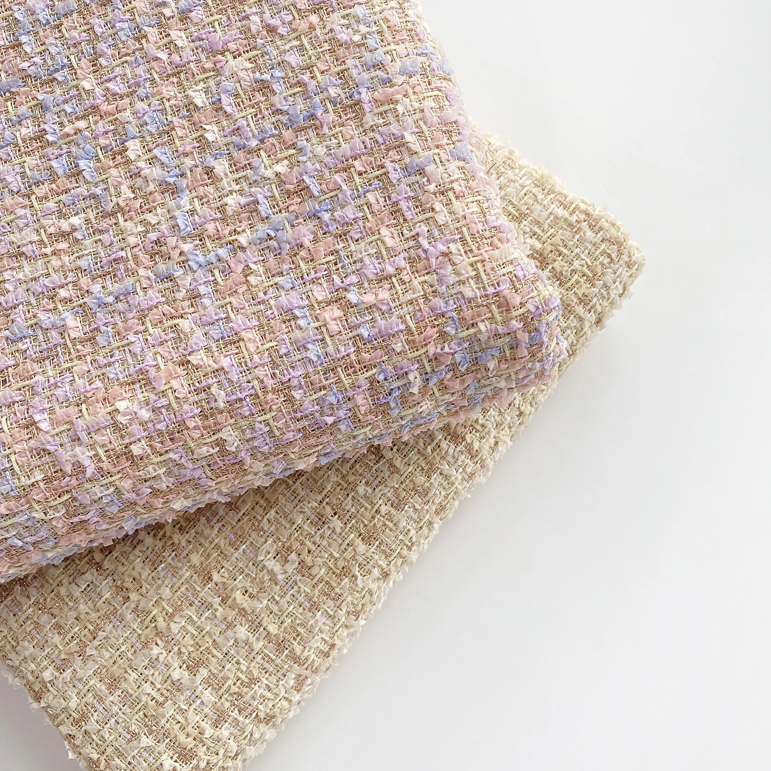 High-quality-small-fragrant-coarse-tweed-material-Pink-ribbon-weaving ...