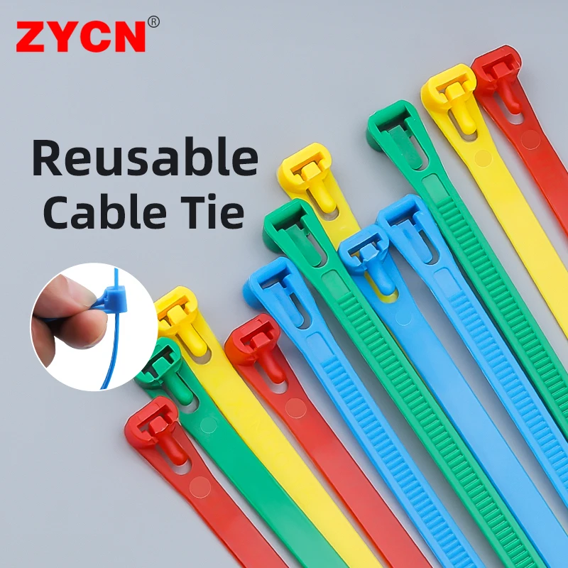100pcs-Releasable-Slipknot-Nylon-Cable-Tie-Colored-Loose-Wire-Binding ...