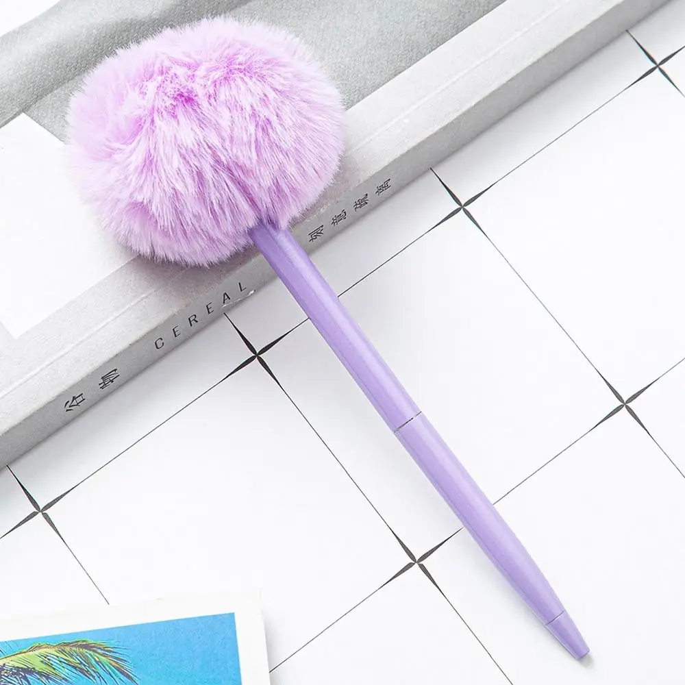 Smooth-writing-Furry-Ballpoint-Pen-Accessories-Metal-Cute-Furry-Ball ...