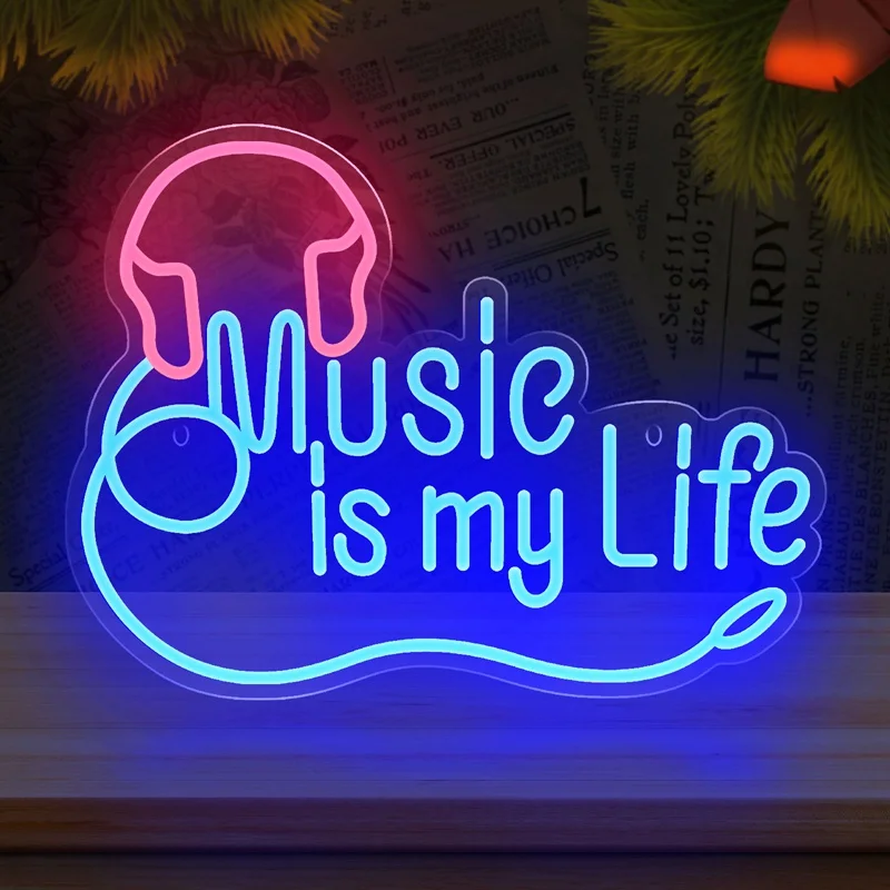 Music-is-My-Life-Headphone-LED-Neon-Sign-Lights-For-Home-Bedroom-Wall ...