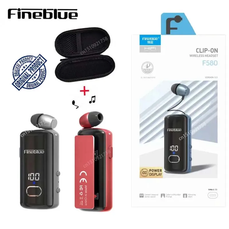 Fineblue-F580-Metal-Clip-Wireless-Earphone-in-Lotus-Bluetooth-5-3-HD-Mic-Noise-Cancelling ...
