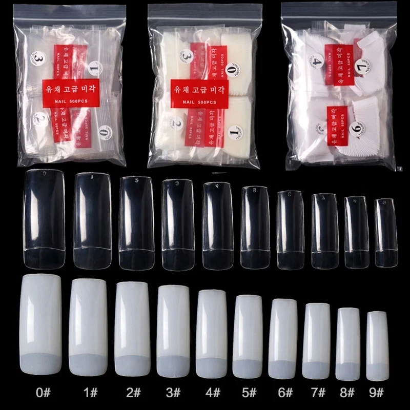 Fake-False-Nails-Kit-500-Tips-Kit-Full-Half-French-Acrylic-ABS-for ...