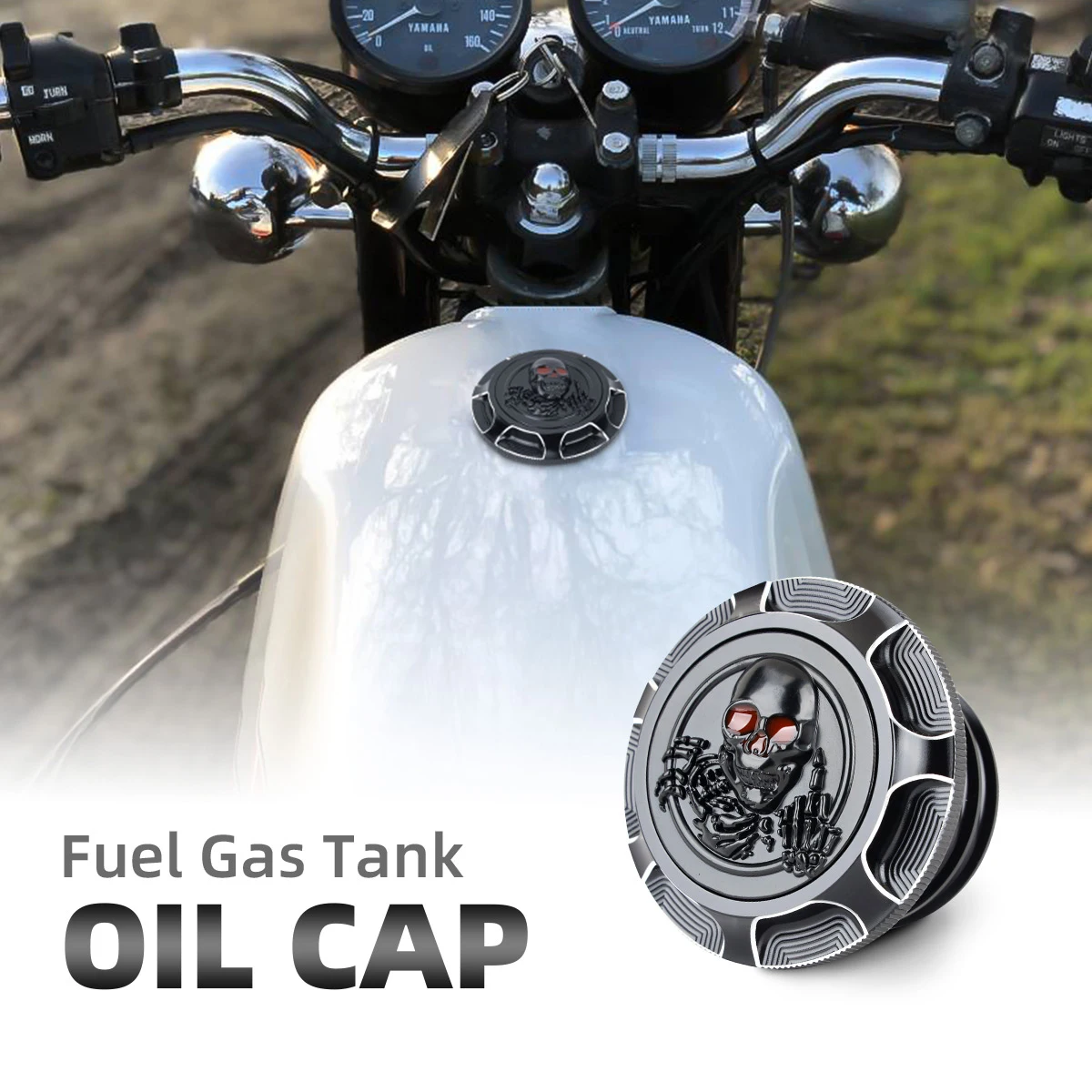 Motorcycle Fuel Tank Cap Skull Decor Oil Gas Tank Cap For Harley ...