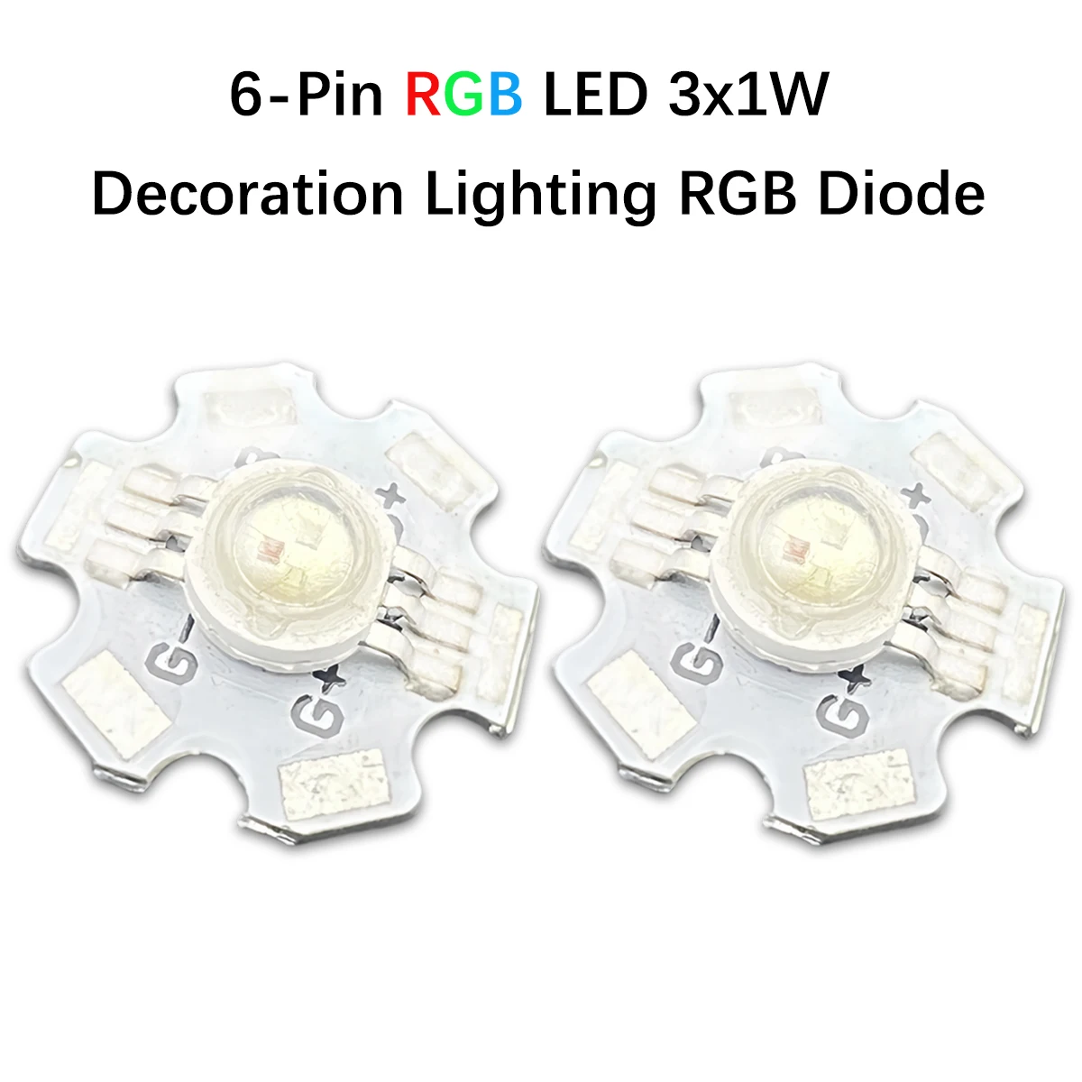 10pcs 3W RGB Color High Power 6pin LED Chip Light with 20MM star base ...