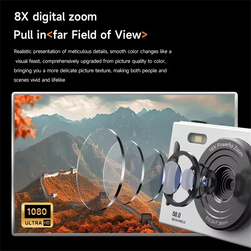 4K Digital Camera Dual Camera Flash 50 Million Pixel Retro 2.4 Inch ...