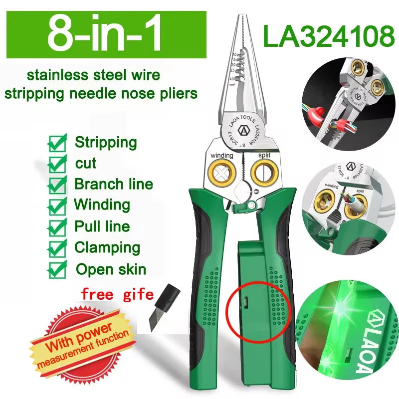 LAOA Electrician's pliers, multi-function wire stripper, 8-in-1 ...